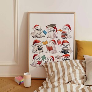 Ghost Reading Book Christmas Wall Art Classroom Library Decor Reading ...