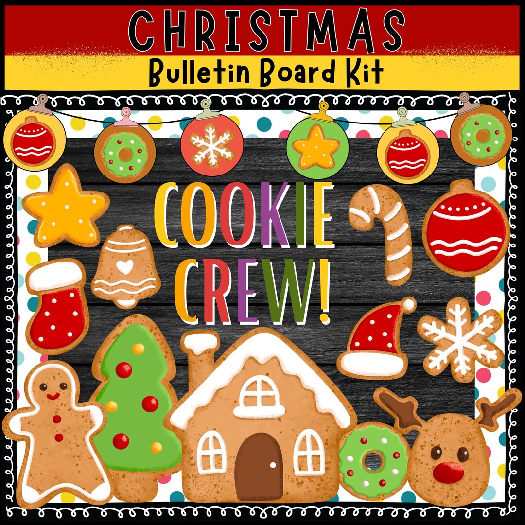 Christmas Bulletin Board Kit December Decor Gingerbread Theme Cookies ...