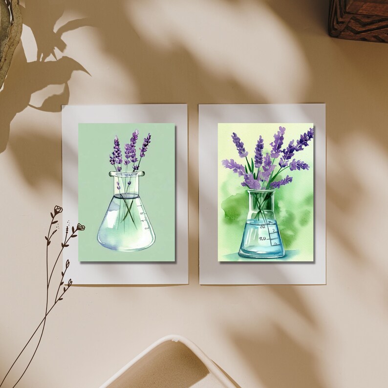 Printable Science Classroom Wall Art Set, Lavender Flower Artwork ...