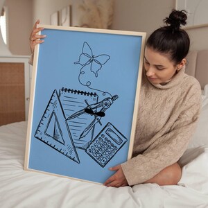 Math Classroom Poster Set Math Teacher Gift Blue Classroom Decor ...