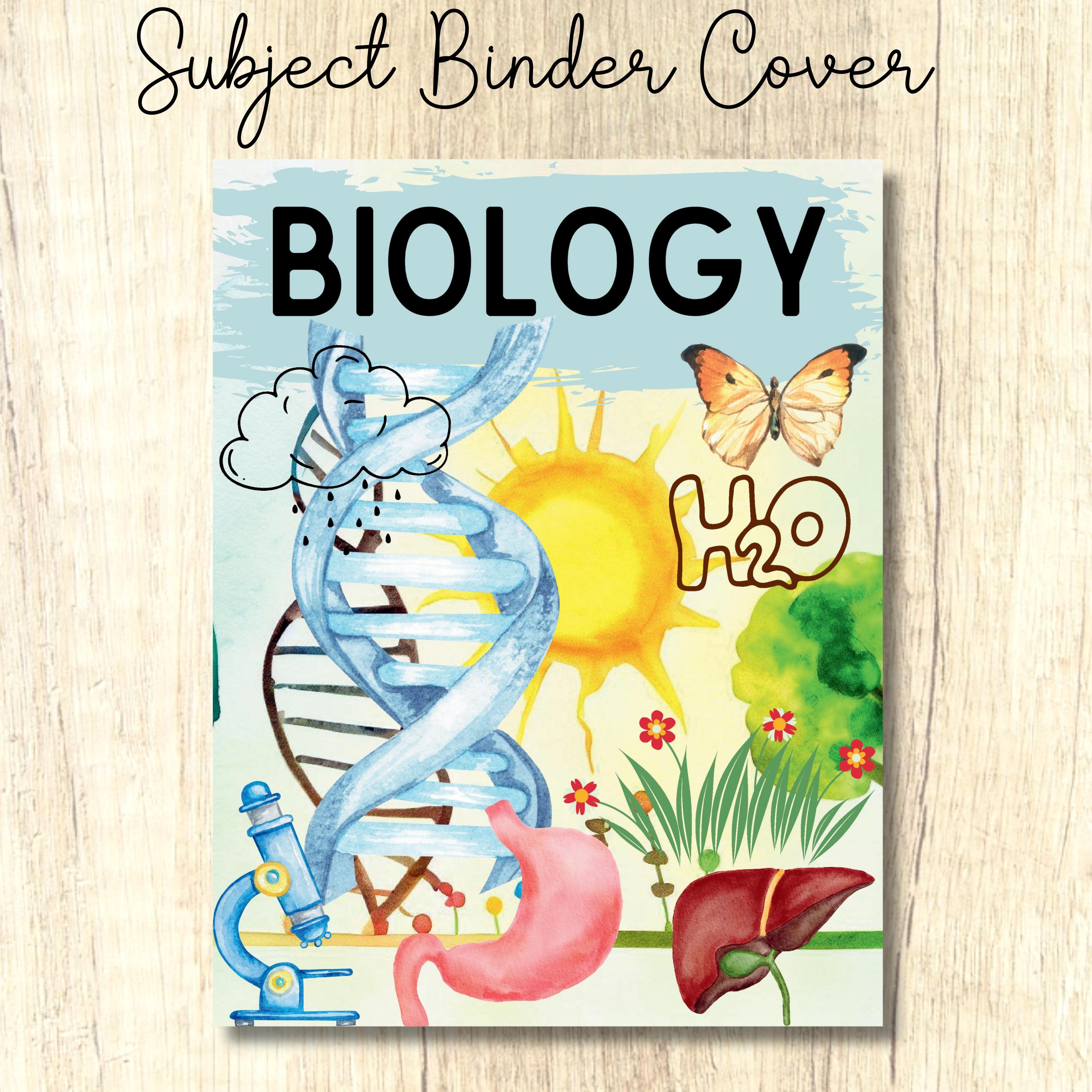 Biology Subject Binder Cover Printable Back to School Teacher Binder ...