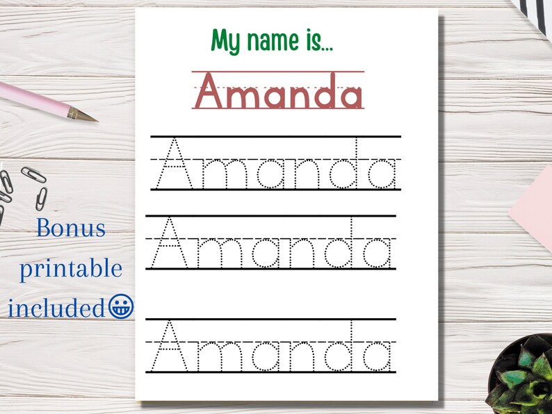 Name Trace Worksheet DIGITAL FILE Printable for Pre - Etsy
