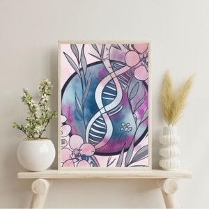 Science Print, DNA Printable, Watercolor Abstract, Science Poster ...