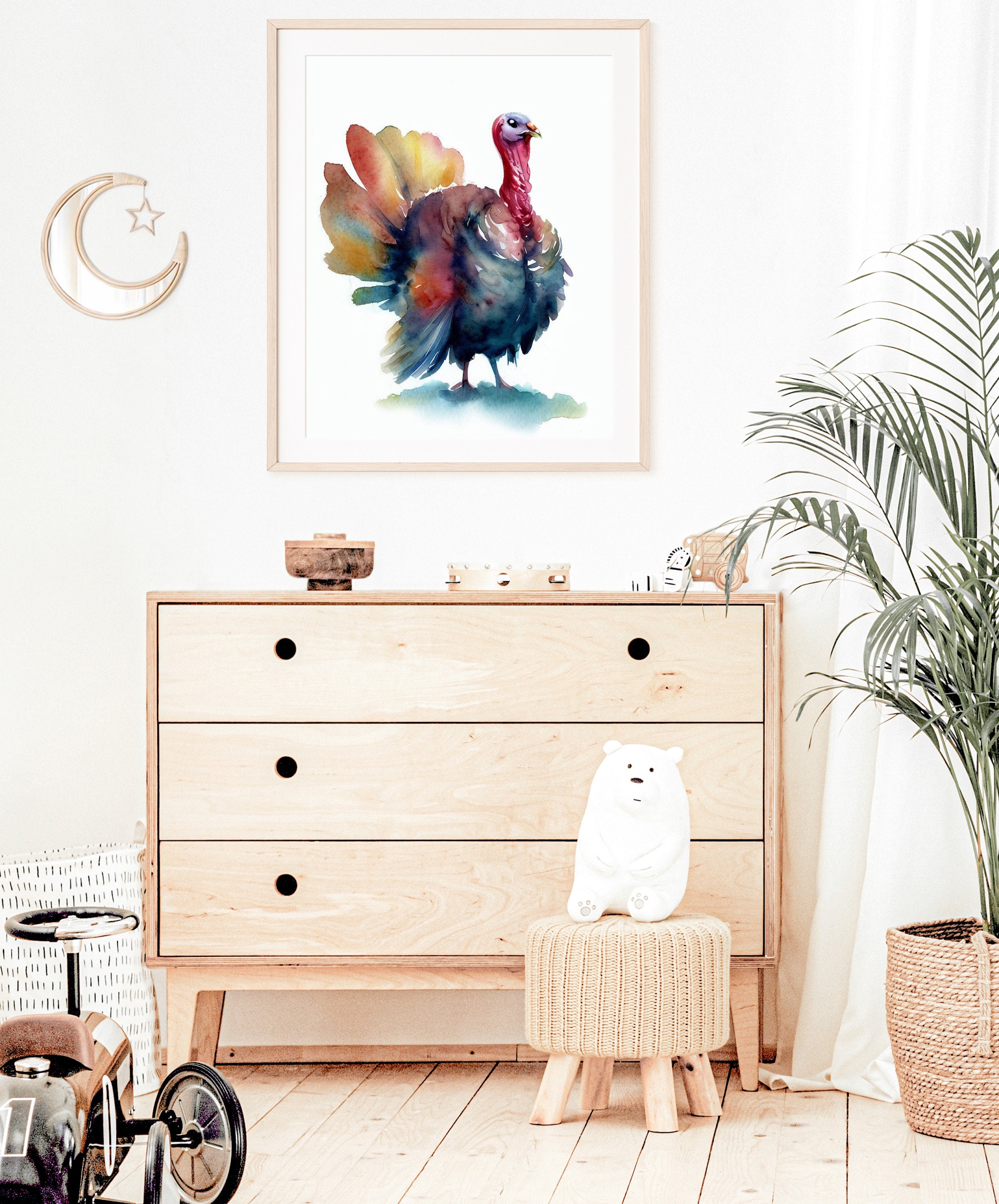 Thanksgiving Decor, Turkey Art Print, Watercolor Painting, Thanksgiving ...