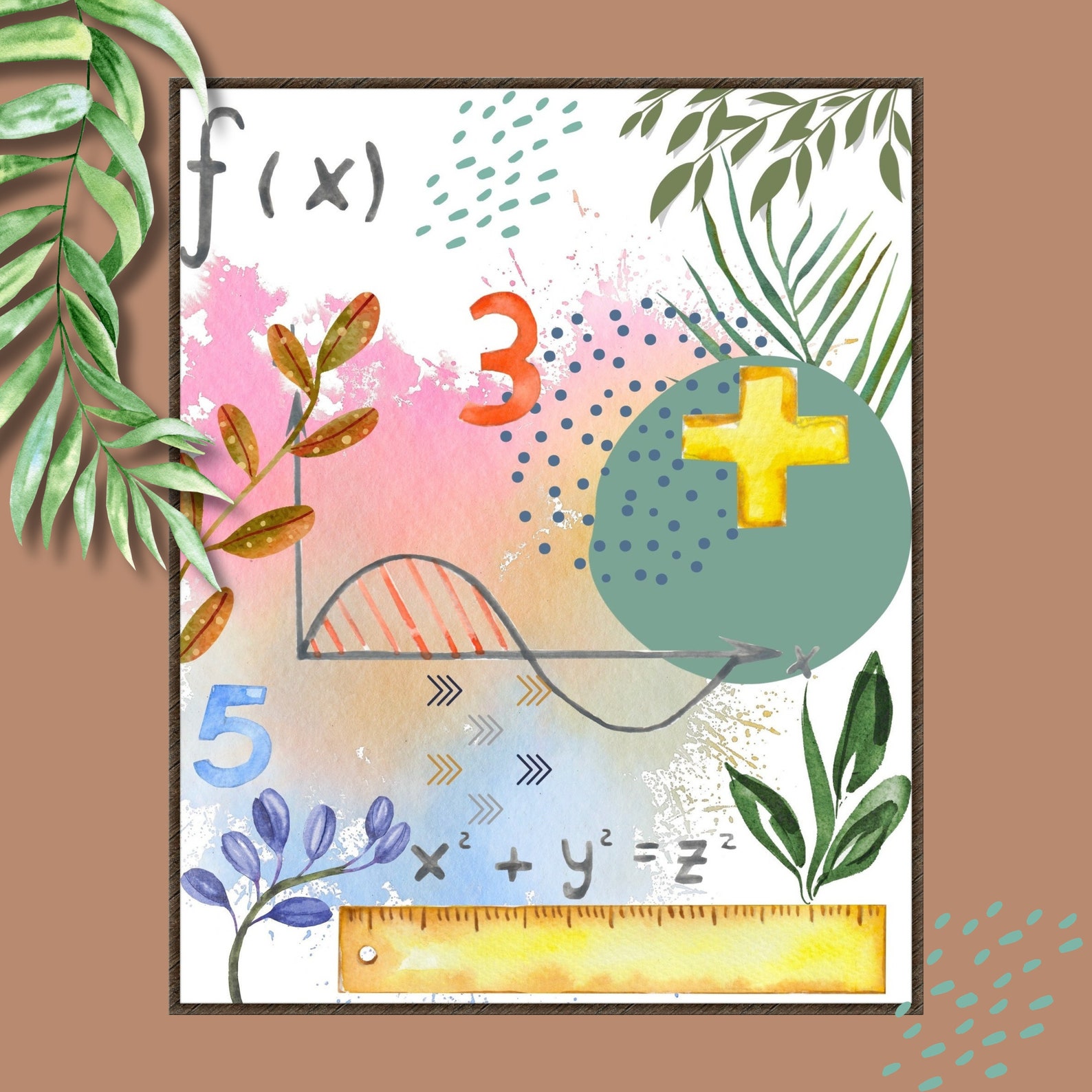 Math Wall Prints, Boho Watercolor Prints, Boho Classroom Wall Art ...