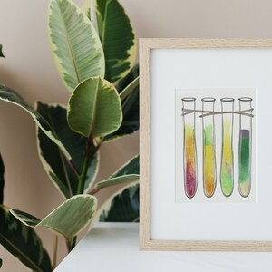 Science Lab Watercolor Print Watercolor Boho Classroom Decor Test Tubes ...