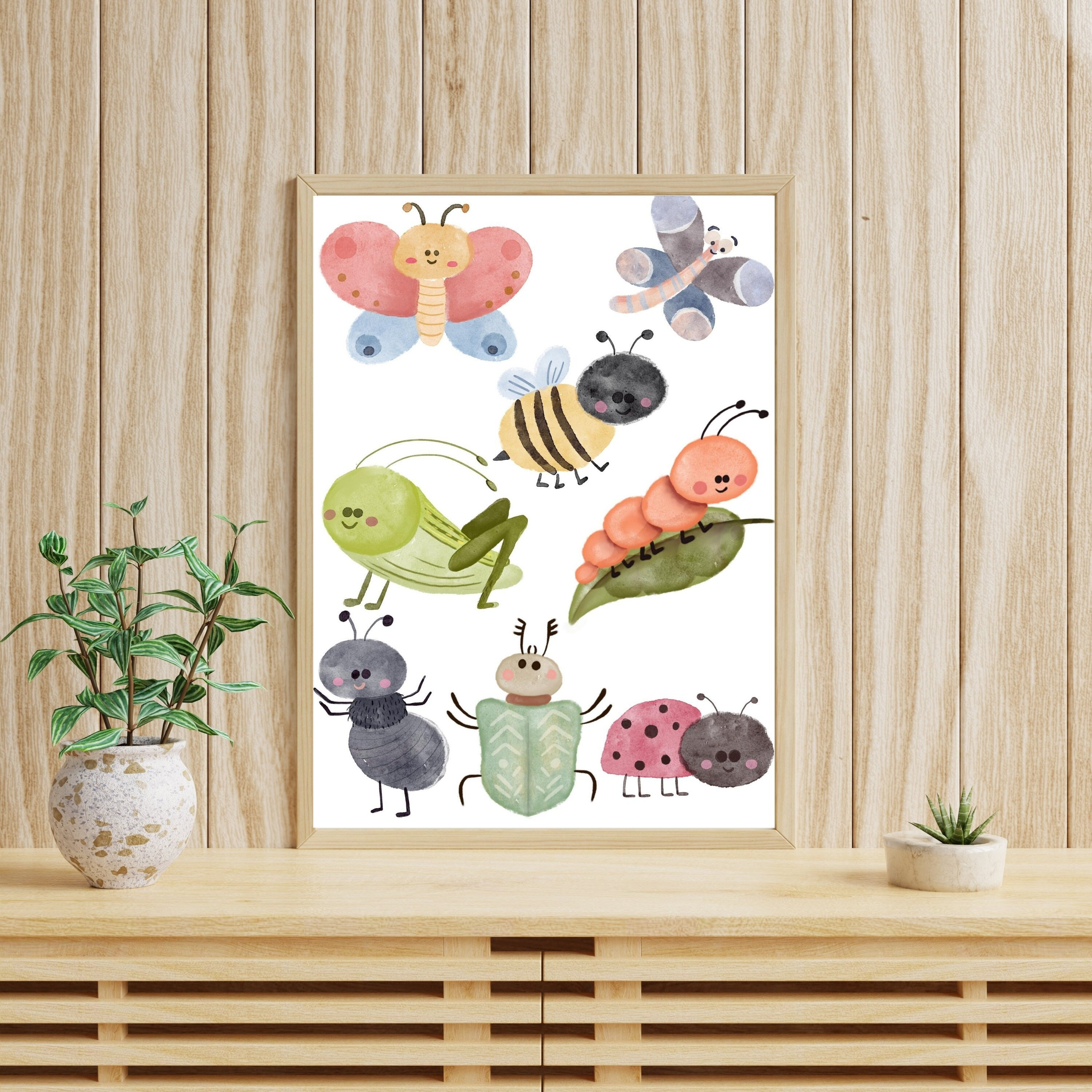 Botanical Wall Art, Wall Decor Living, Insect Illustration, Bugs Wall ...