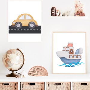 Vehicle Nursery Prints, Transportation Baby Boy Room Decor, Kids ...