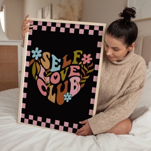 Self Love Club Wall Print Retro Wall Decor Digital Download Positivity ...