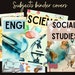 School Subjects Binder Cover Printable, Back to School, Teacher Binder ...
