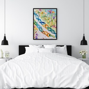 Watercolor DNA Strand Wall Art, Scientific Decor With DNA Illustration ...