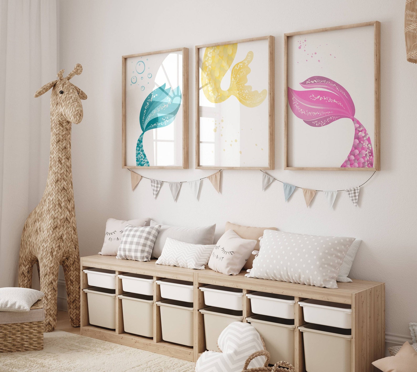 Mermaid Tale Prints, Nursery Wall Arts, Girls Room Mermaid Art, Girl ...