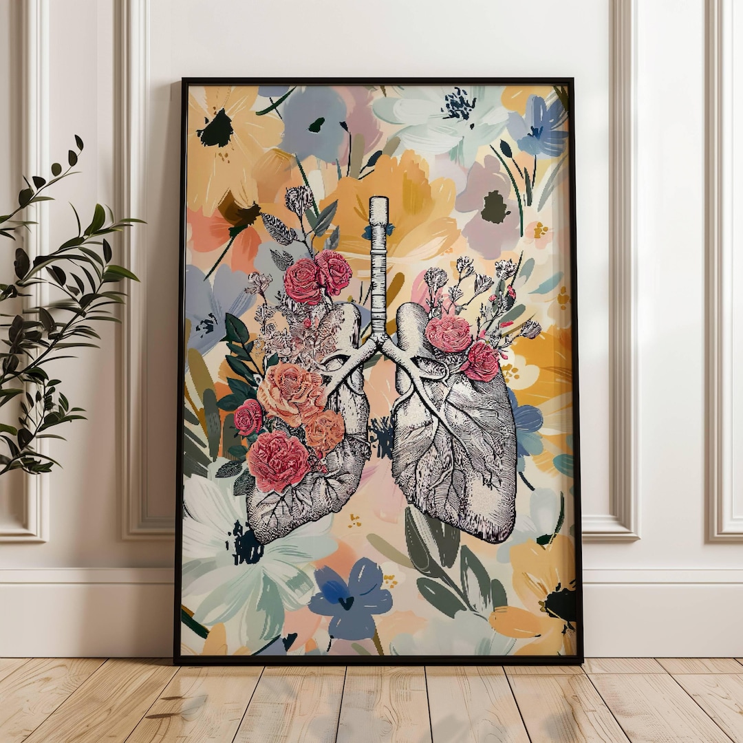 Lungs Wall Art Human Anatomy Print Floral Wall Art Girl Room Decor ...
