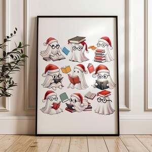 Ghost Reading Book Christmas Wall Art Classroom Library Decor Reading ...