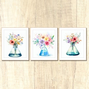 Women in Science Watercolor Art Prints, Floral Chemistry Decor (digital ...