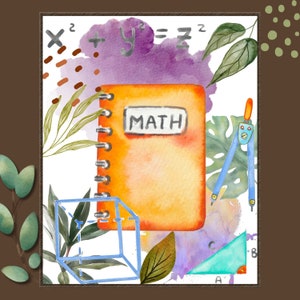 Math Wall Prints, Boho Watercolor Prints, Boho Classroom Wall Art ...