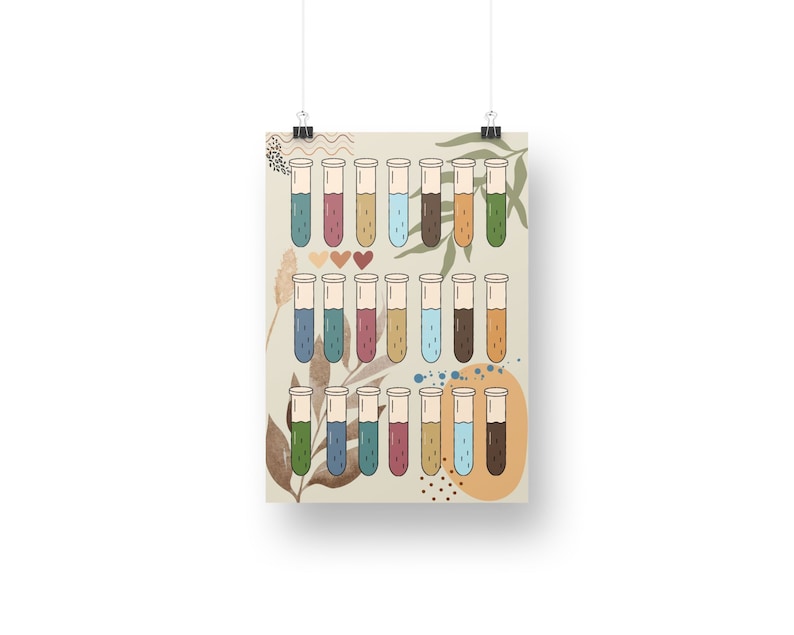 Science Wall Print, Boho Watercolor Print, Test Tube Print, Boho ...