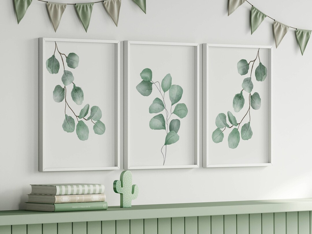 Eucalyptus Print Greenery Watercolor Farmhouse Decor Home Decor ...