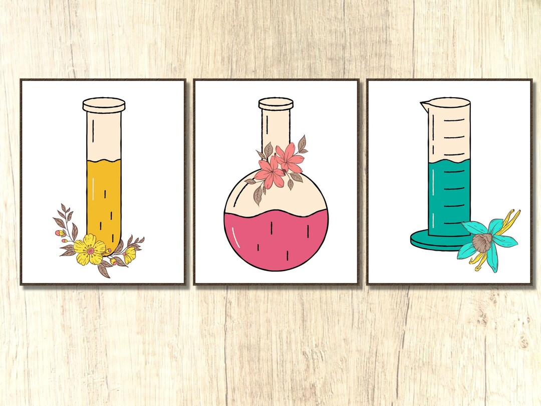Women in Science Poster Set Flask Art Flower Painting Set Classroom ...