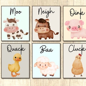 Farm Animal Art, Farm Animals Print, Watercolor Farm Animal, Printable ...