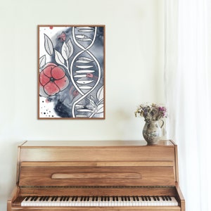 DNA Watercolor Art Print, Medical Art Poster, Watercolor Abstract Wall ...