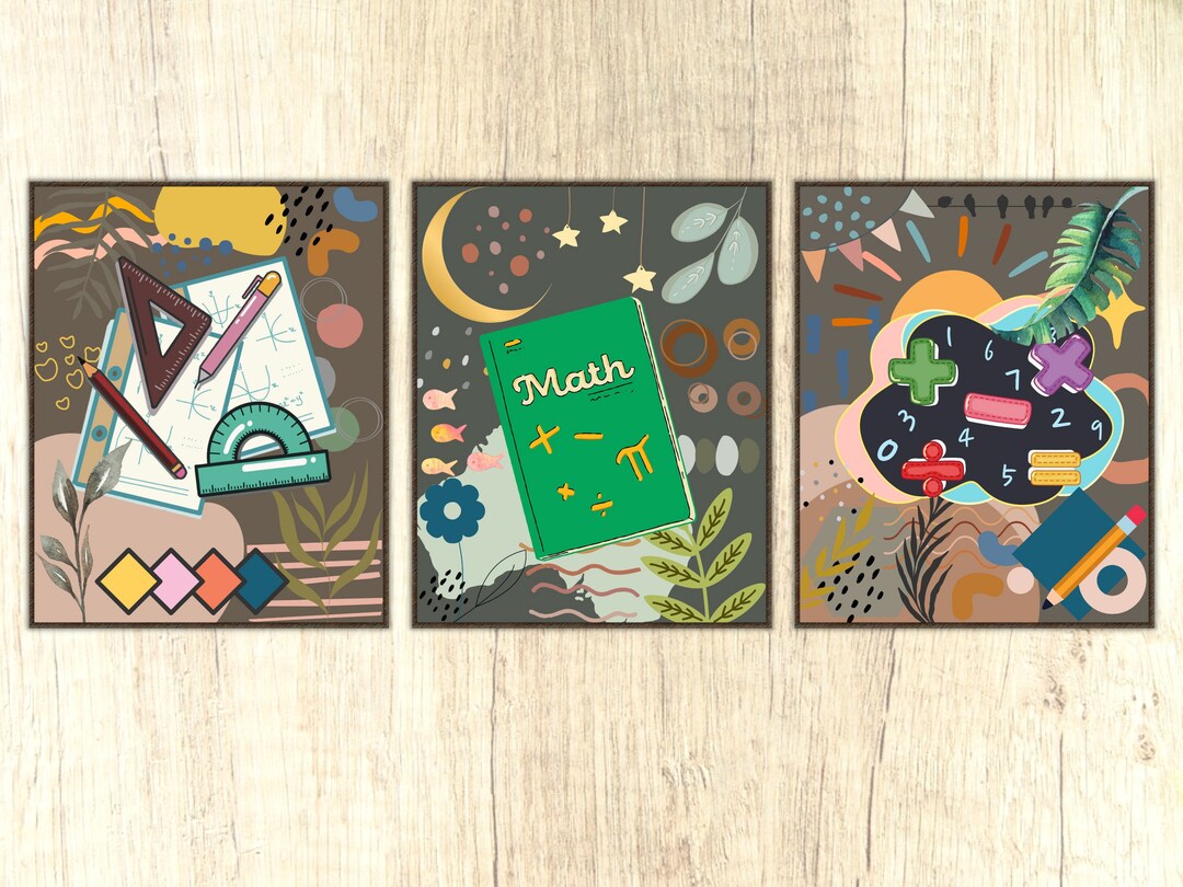 Math Wall Art, Math Wall Decor, Boho Wall Decor, Boho Watercolor Wall ...