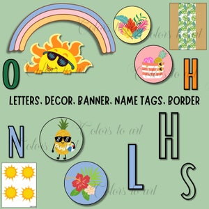 Summer Bulletin Board Kit Retro Beach Themed Printable Door Display ...