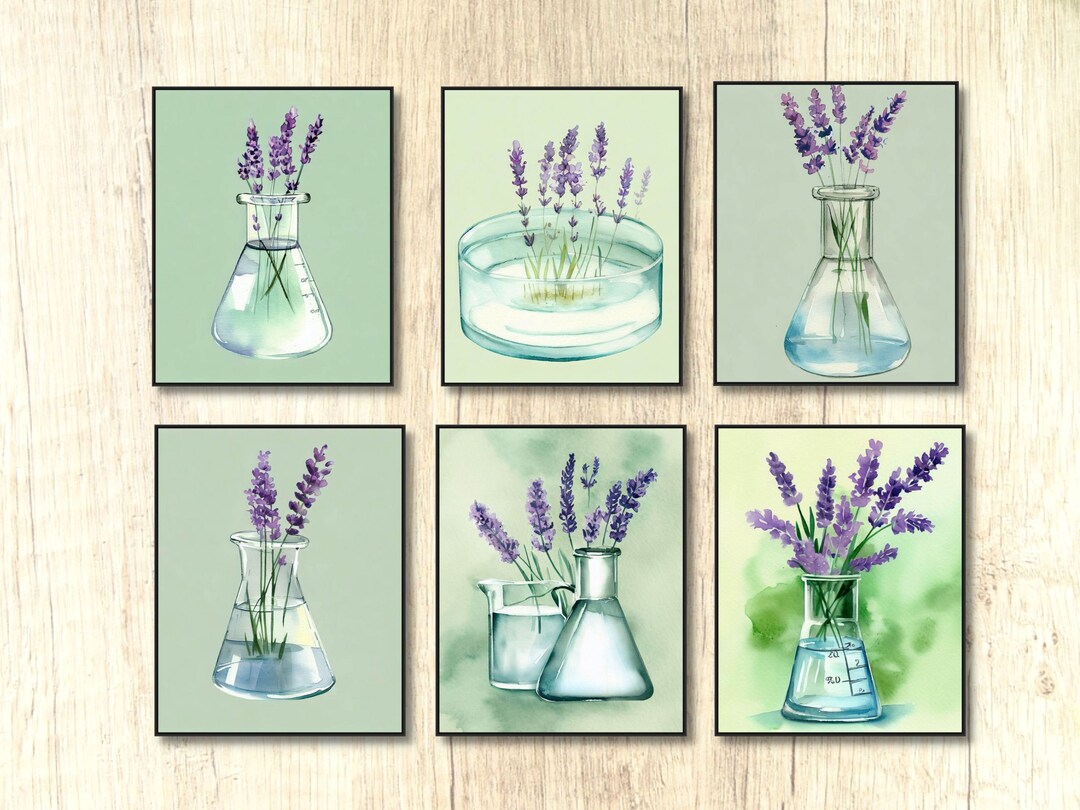 Printable Science Classroom Wall Art Set, Lavender Flower Artwork ...