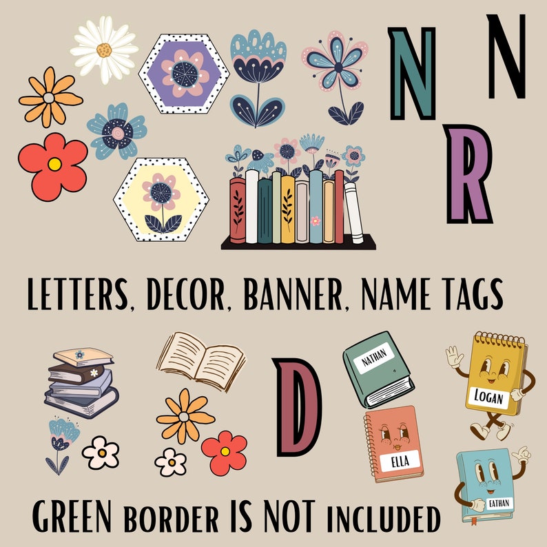 Spring Bulletin Board Kit Library Bulletin Board Kit Spring Decor ...