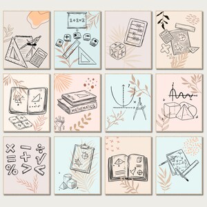 Math Printable Posters Math Bulletin Board Kit Math Boho Wall Art Set ...