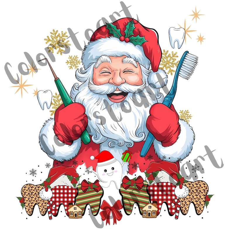 Santa Brushing Teeth - Etsy UK