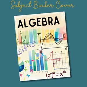 Algebra Subject Binder Cover Printable Back to School Teacher Binder ...