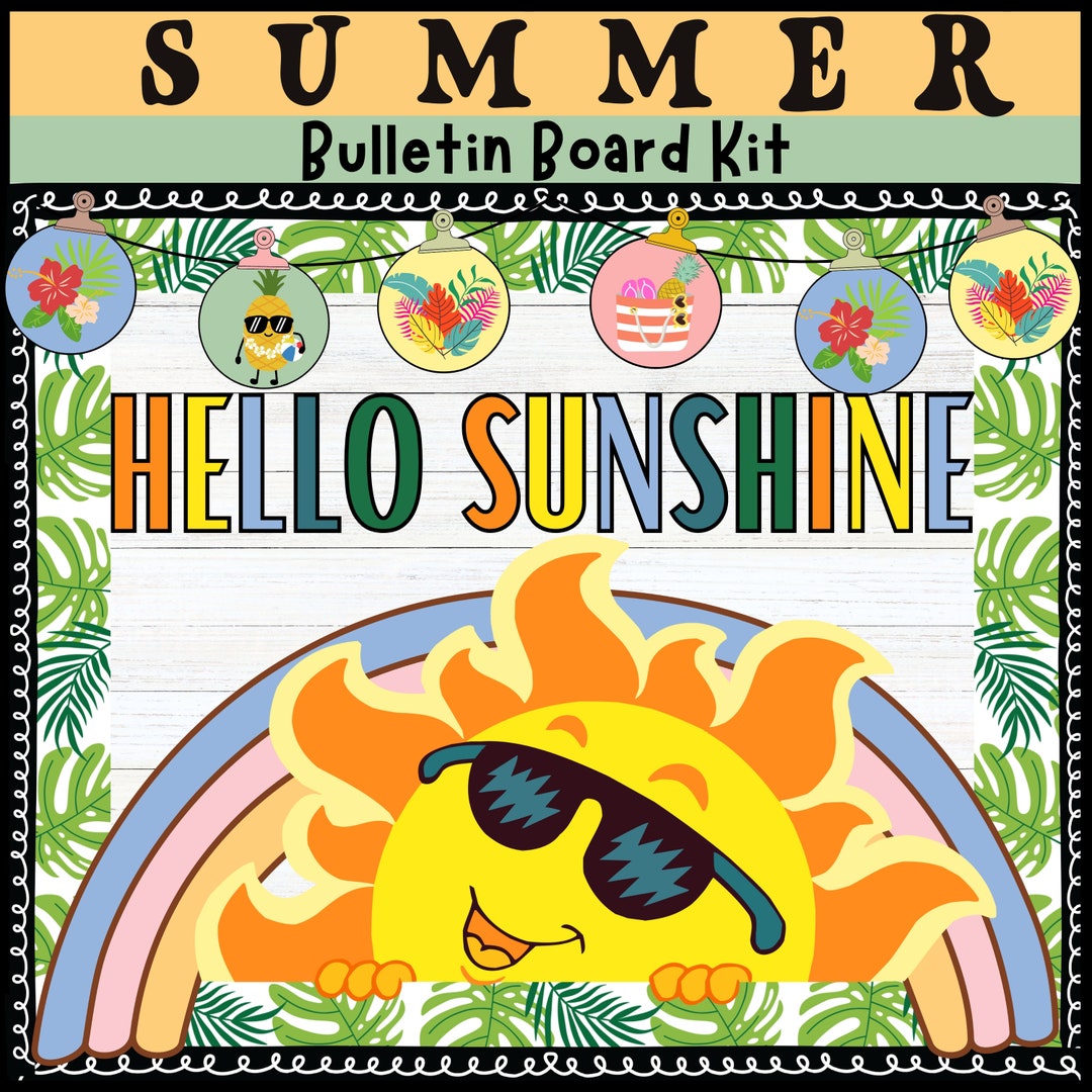 Summer Bulletin Board Kit Retro Beach Themed Printable Door Display ...