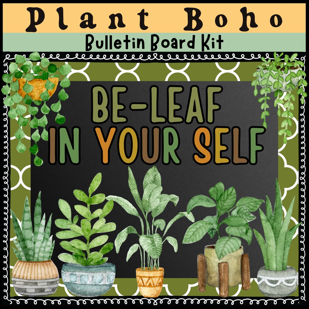Be-leaf in Yourself Plant Bulletin Board Kit Boho Neutral Plant ...