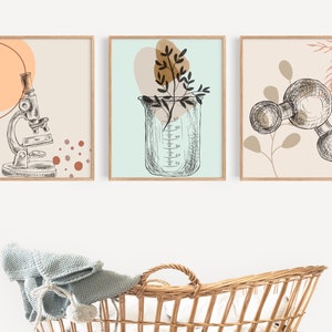 Science Wall Prints, Boho Watercolor Prints, Boho Classroom Wall Art ...