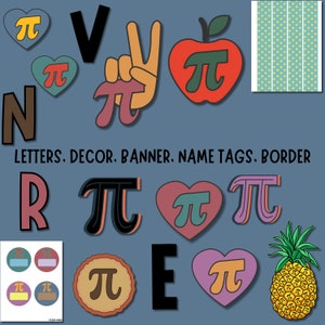 Math Bulletin Board Pi Day Bulletin Board Classroom Door Decor Kit Easy ...
