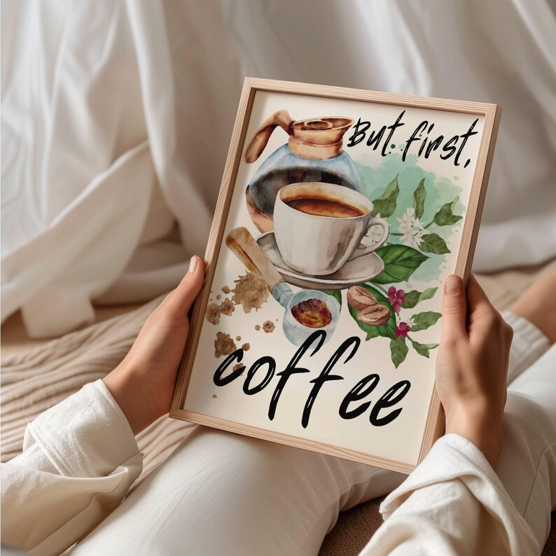 Coffee Print Coffee Cart Print Coffee Lover Decor Kitchen Wall Art ...