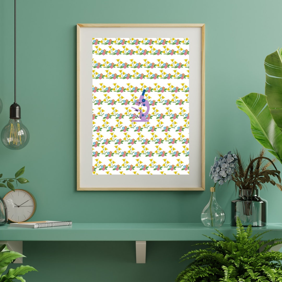 Microscope Printable Art Floral Pattern Print Science Decor for Girls ...