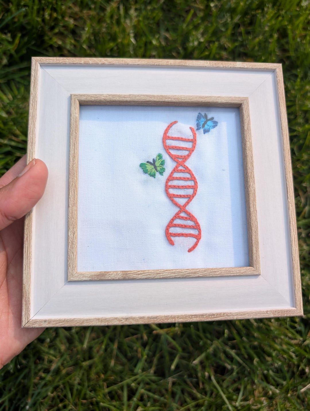 Hand Embroidered DNA Art, Science Teacher Gift, Doctor Gift, Graduation ...
