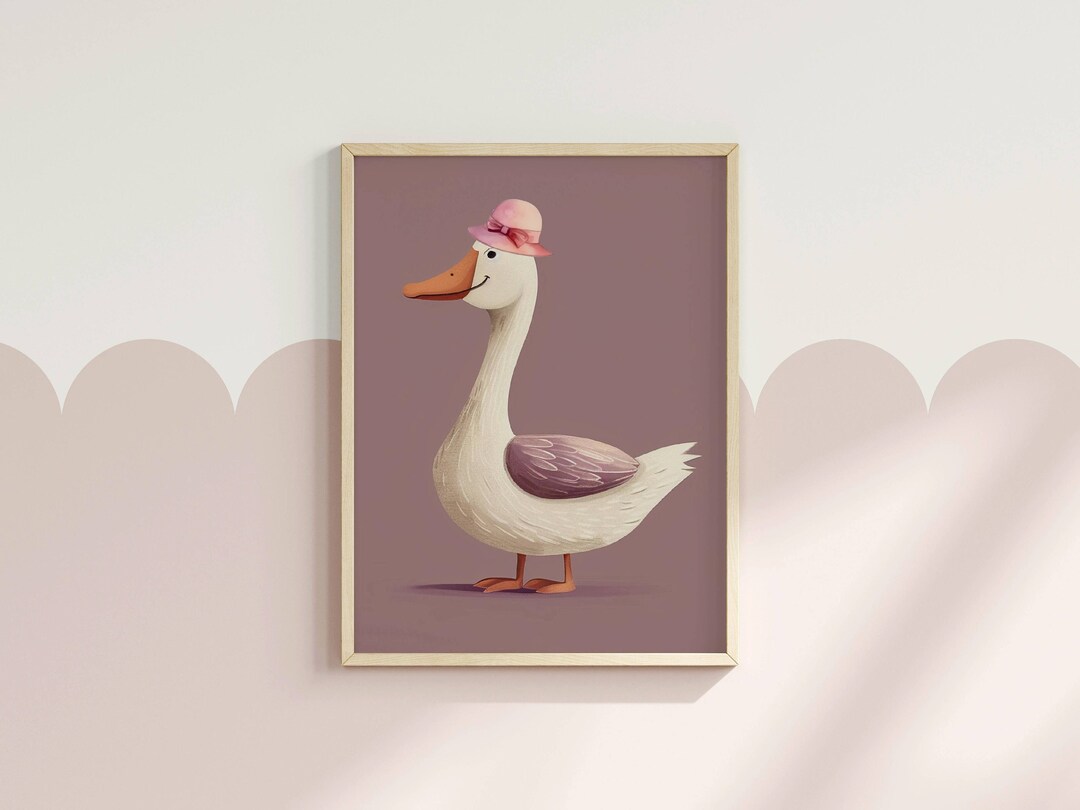 Silly Goose Wall Art Cute Goose Poster Girls Room Print Nursery Wall ...