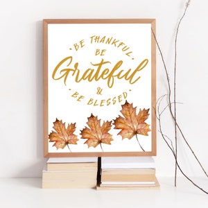 Thanksgiving Wall Decor, Always Be Thankful Watercolor Wall Art ...