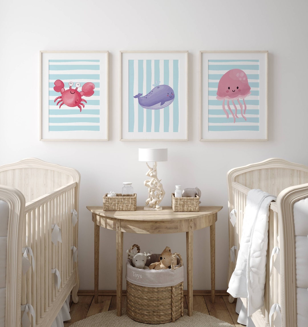 Kids Bathroom Prints Sea Creatures Print Ocean Bathroom Decor Gender ...