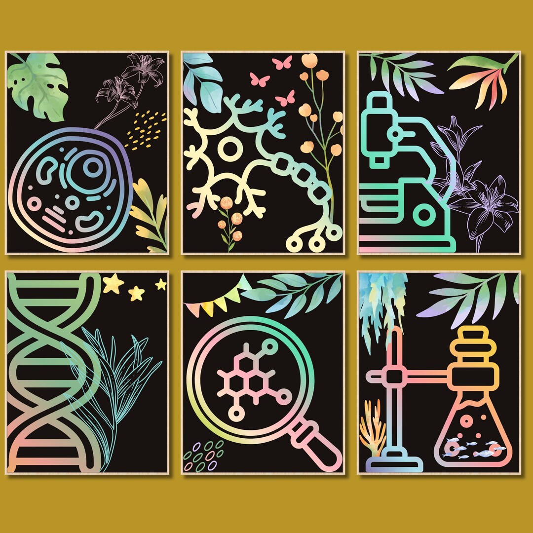 Science Class Gallery Wall Art Set Biology Wall Art Science Classroom ...