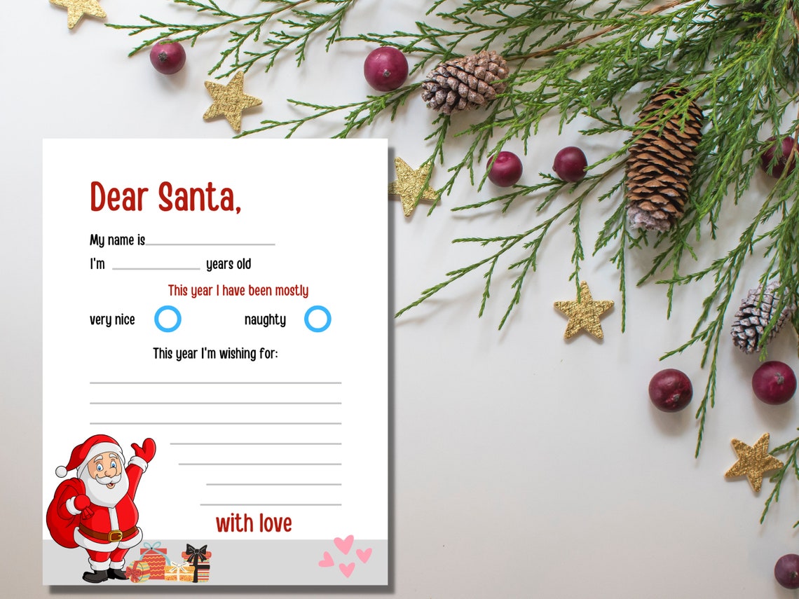 Letter to Santa PRINTABLE Kids Letter to Santa Santa Letter - Etsy