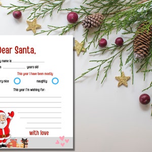 Letter to Santa PRINTABLE Kids Letter to Santa Santa Letter - Etsy