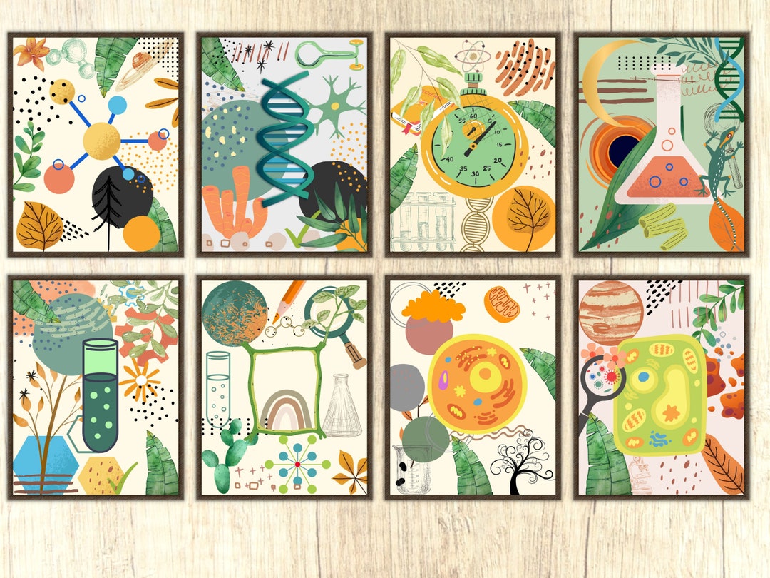Science Wall Prints, Boho Watercolor Prints, Green Prints, Boho ...