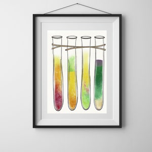 Science Lab Watercolor Print Watercolor Boho Classroom Decor Test Tubes ...