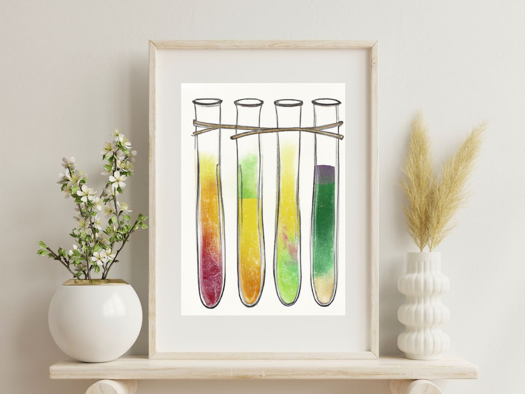 Science Lab Watercolor Print Watercolor Boho Classroom Decor Test Tubes ...