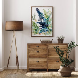 Microscope Art Science Printable Microbiology Art Gift to Coworker ...