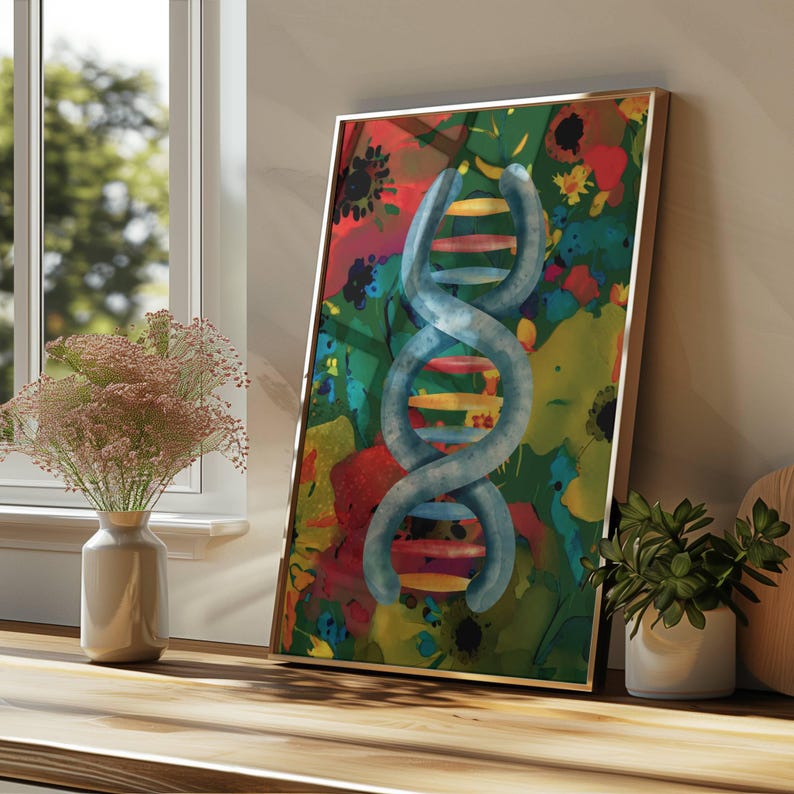 DNA Genetic Art Print Abstract Dna Poster Science Art Dna Helix Genetic ...